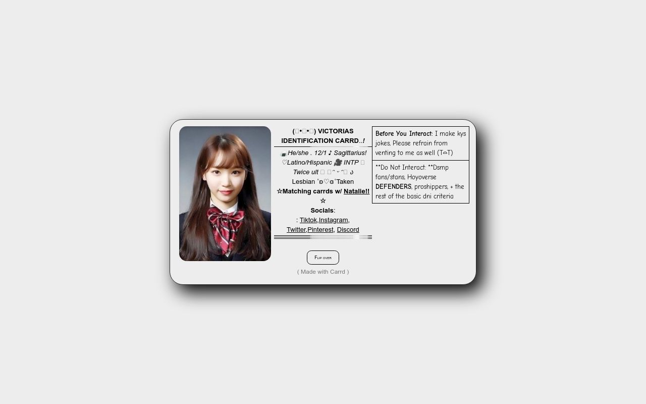 Victorias identification carrd